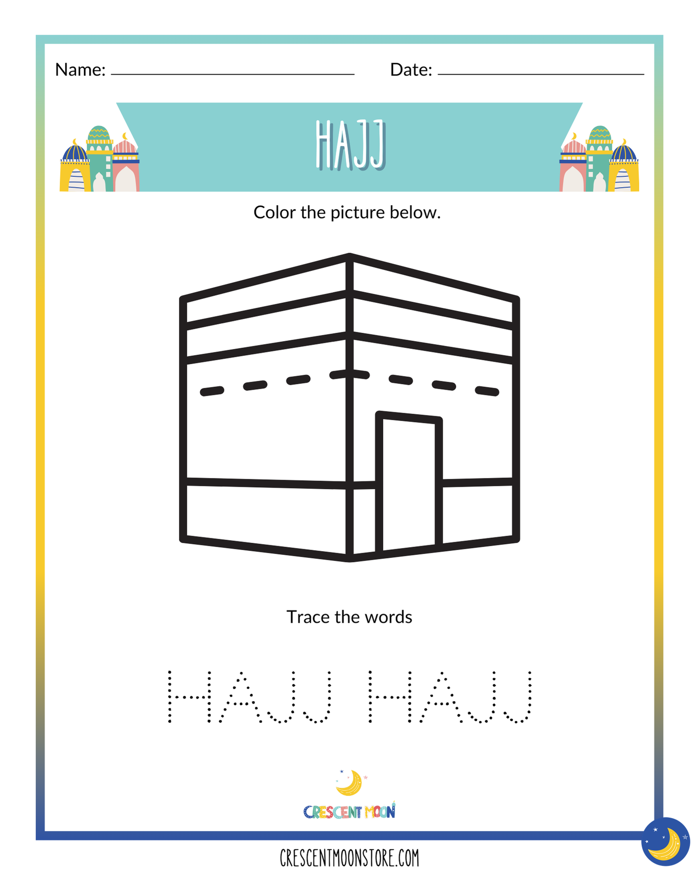 Hajj Printable Worksheets | Best Worksheets | Crescent Moon Store