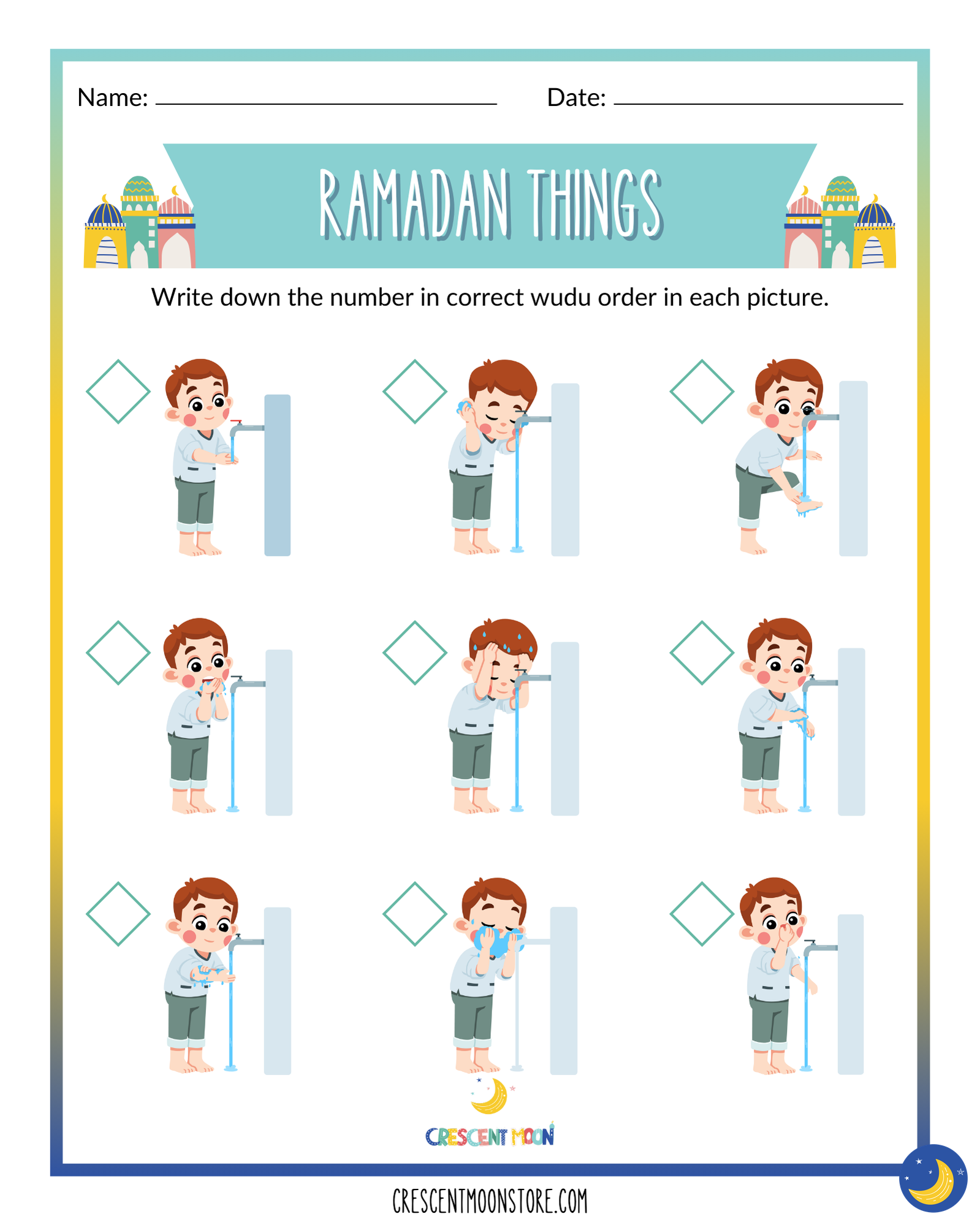 Ramadan Free Worksheets | Islamic Printable Worksheets | Best Worksheets | Crescent Moon Store
